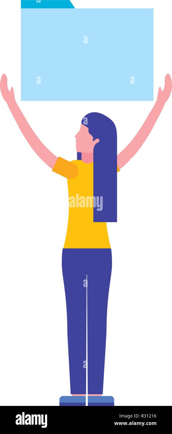 woman holding folder file archive vector illustration Stock Vector ...