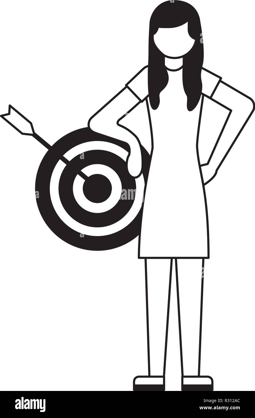 woman standing with target business vector illustration Stock Vector ...