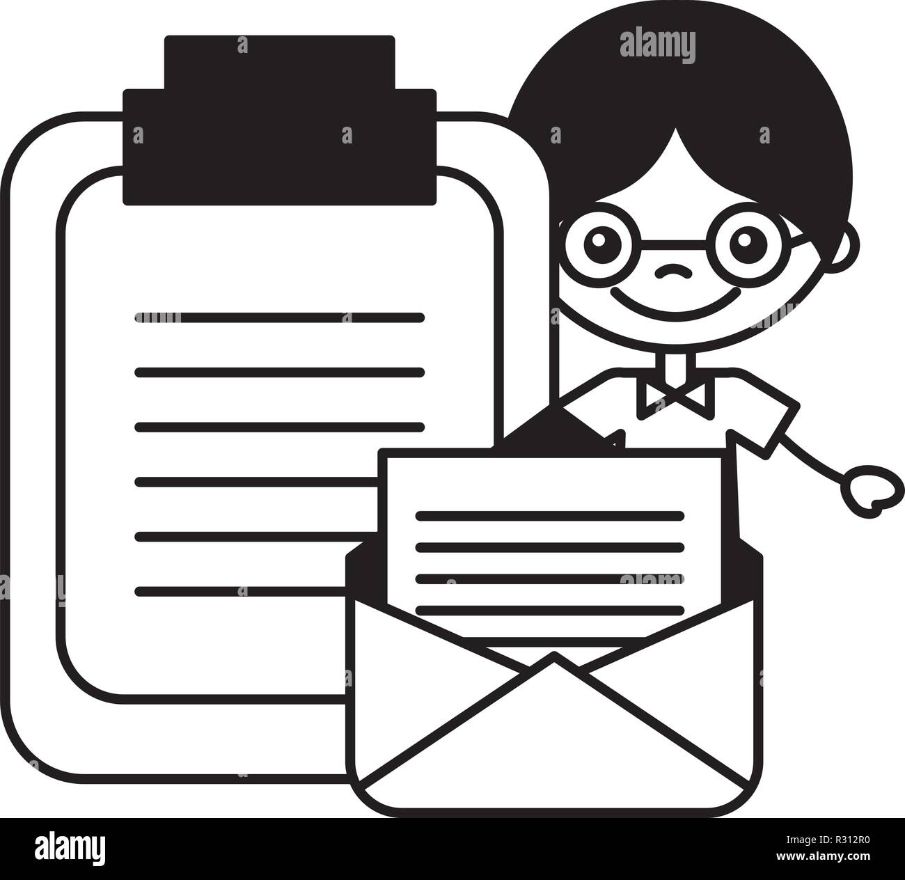boy email clipboard document report vector illustration Stock Vector ...
