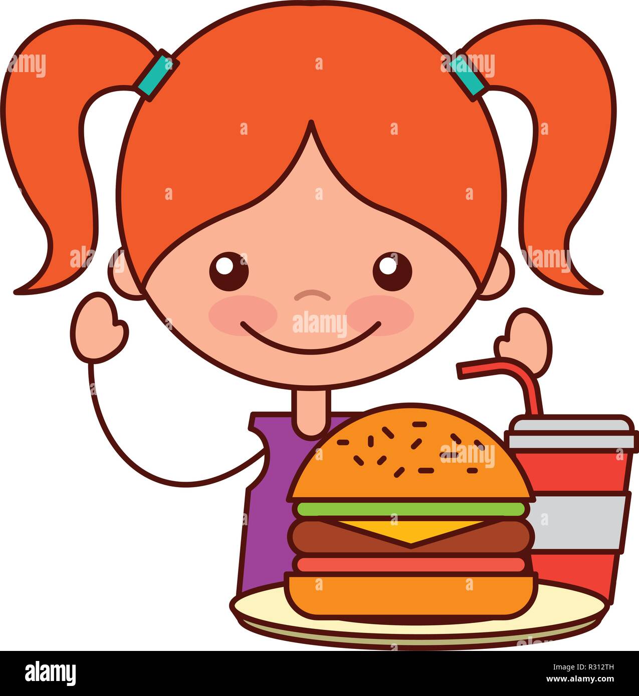 Girl holding burger Stock Vector Images - Alamy