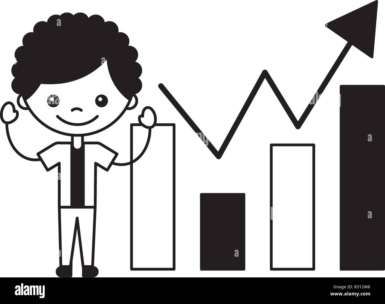 boy with statistics chart bar Stock Vector Image & Art - Alamy