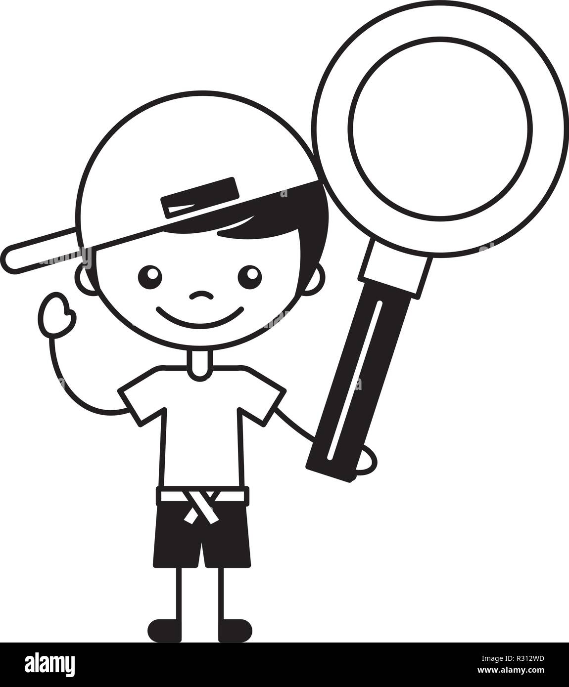 Child holding magnifying glass Stock Vector Images - Alamy