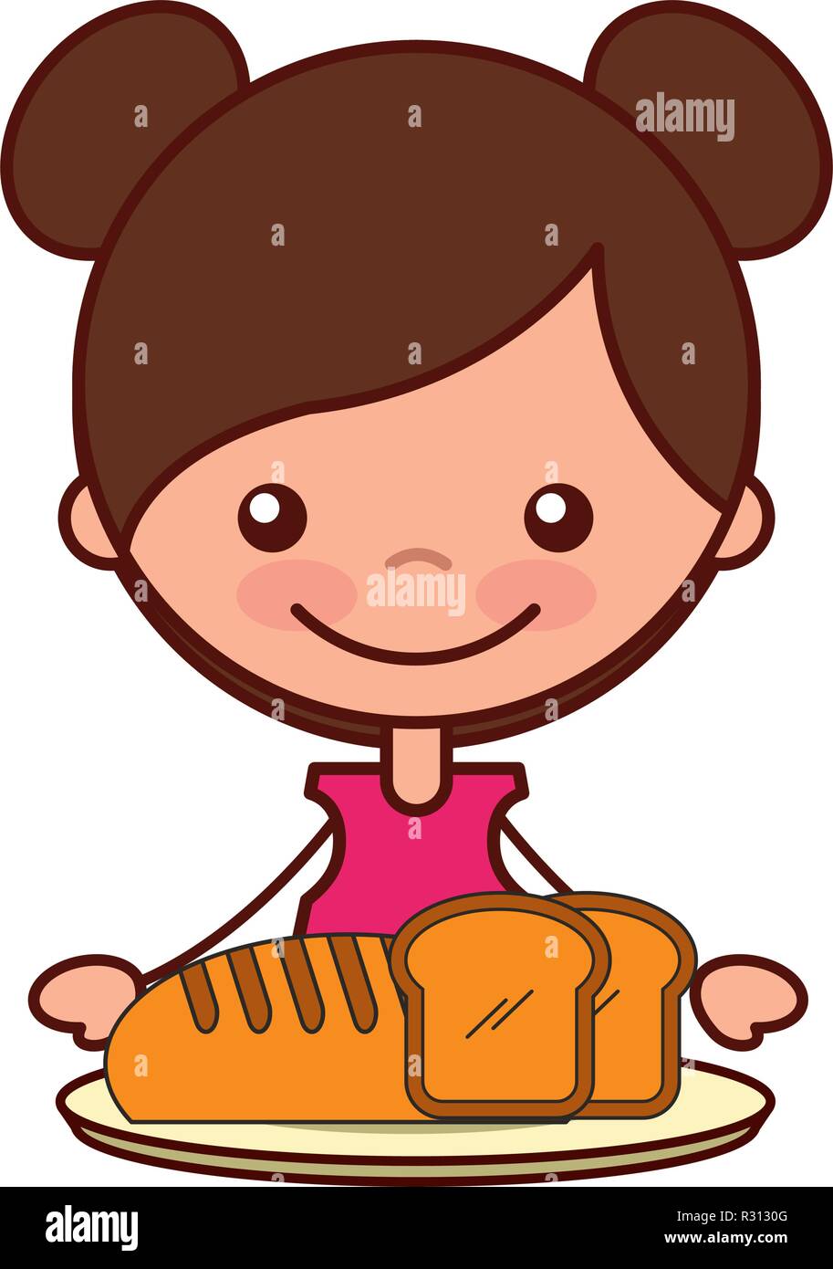Girl eating bread Stock Vector Images - Alamy