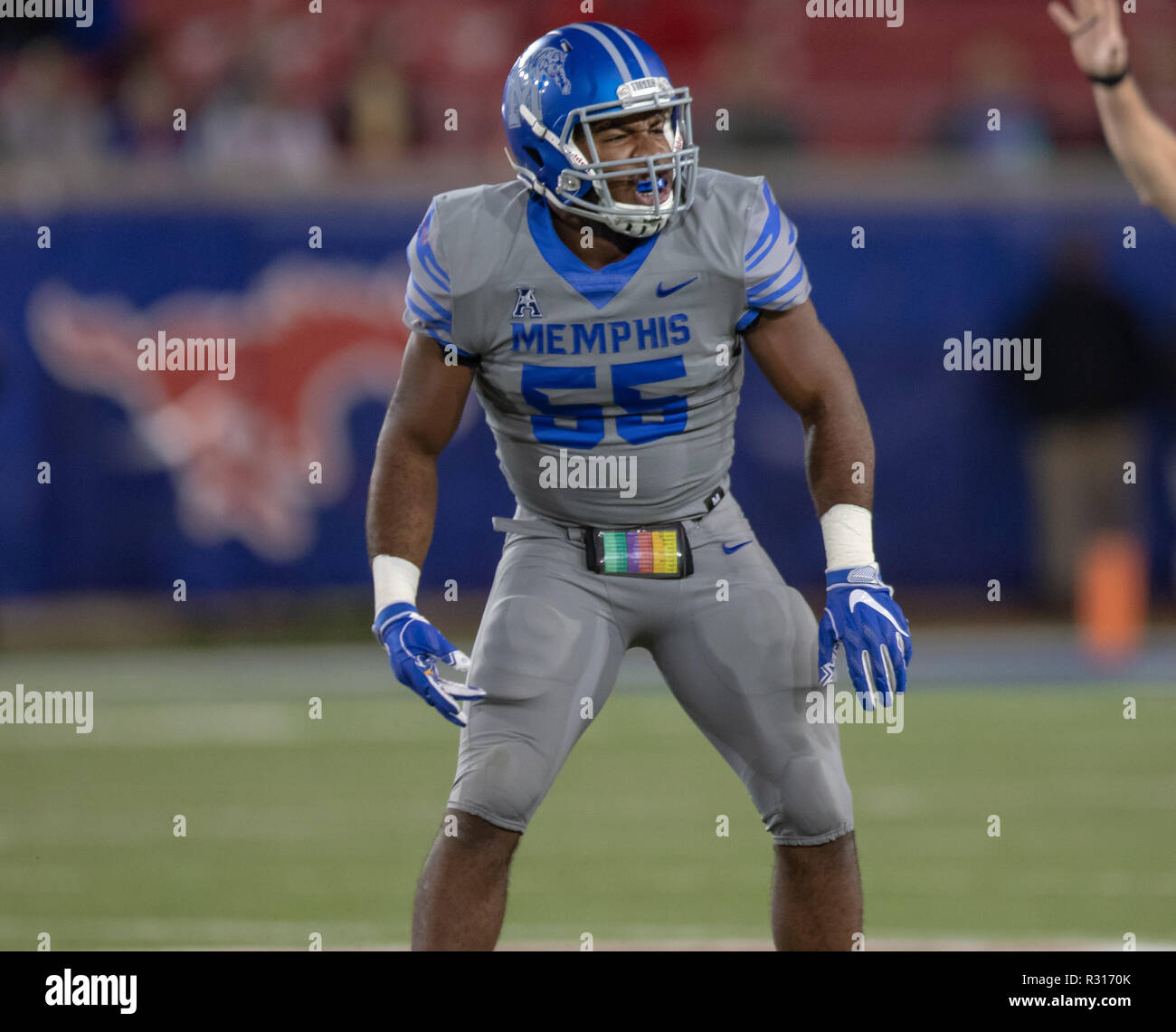 Dallas, Texas, USA. 16th Nov, 2018. Memphis linebacker Bryce Huff #55 ...