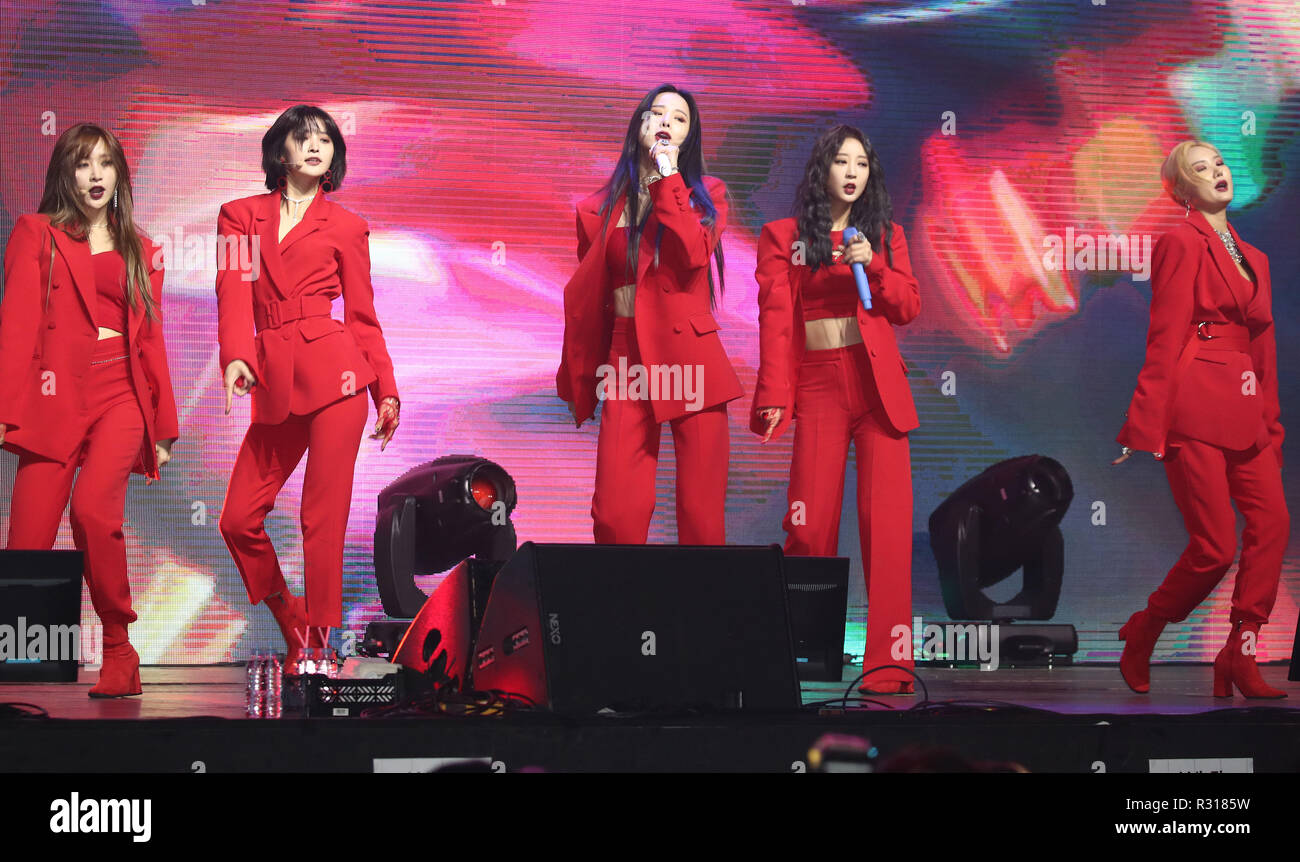 21st Nov, 2018. S. Korean girl group EXID South Korean girl group EXID performs during a ...