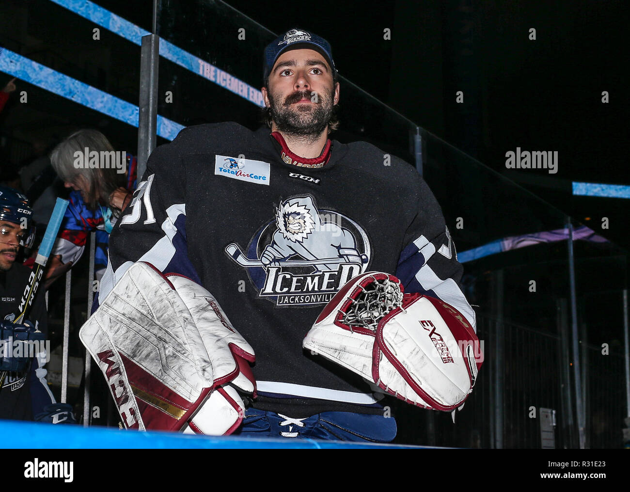 Jacksonville Icemen goaltender Tanner Jaillet (31) before hosting the ...