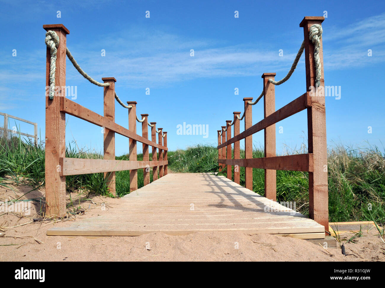 Rustic wooden pedestrian bridge hi-res stock photography and images - Alamy
