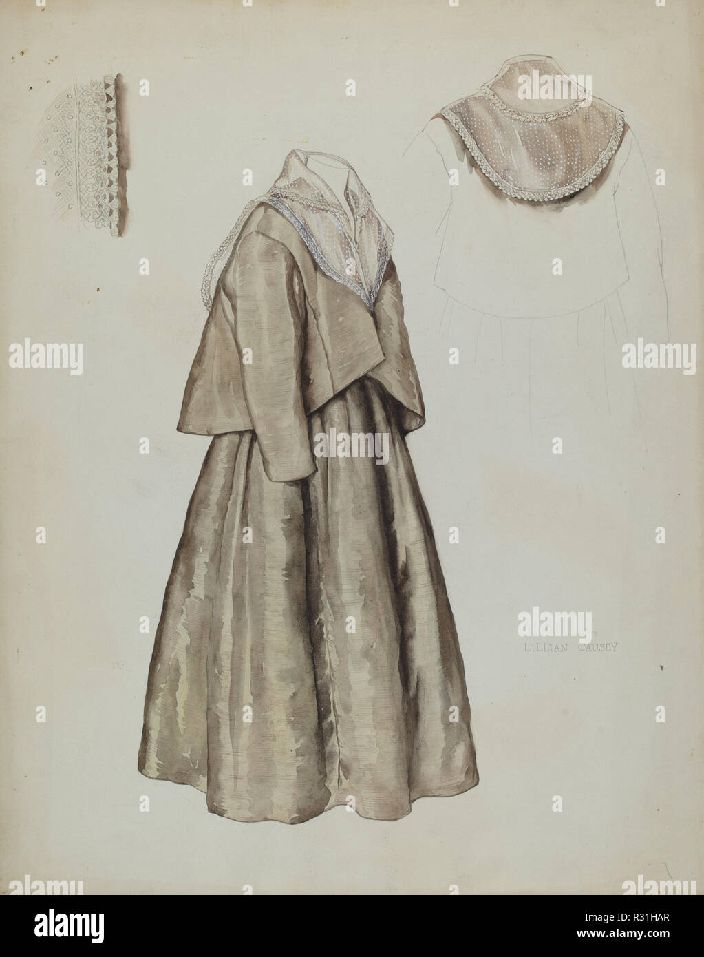 Quaker Dress. Dated: c. 1937. Dimensions: overall: 36.7 x 28.1 cm (14 7 ...
