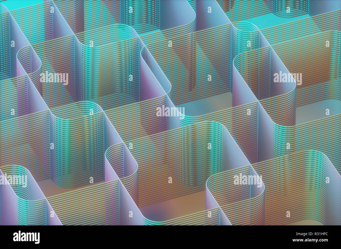 3D illustration. Artistic abstract tubular structure. Image with light ...