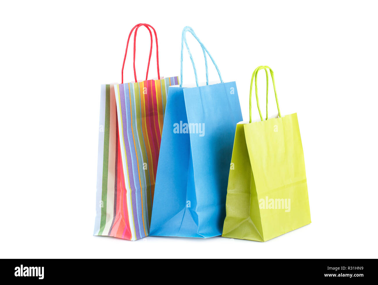 Colorful shopping bags isolated on white background Stock Photo - Alamy