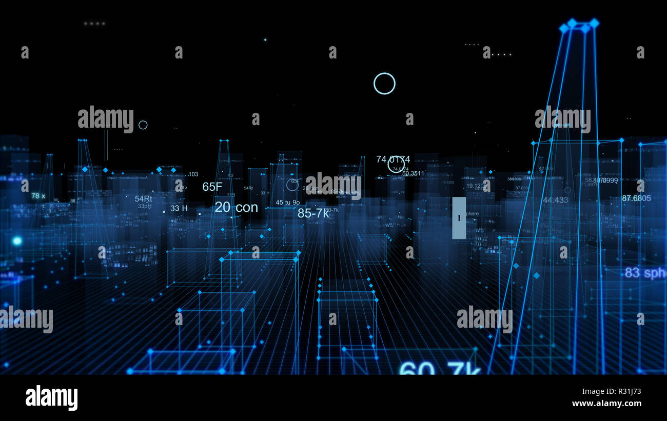 Abstract technological digital city from data in cyberspace ...
