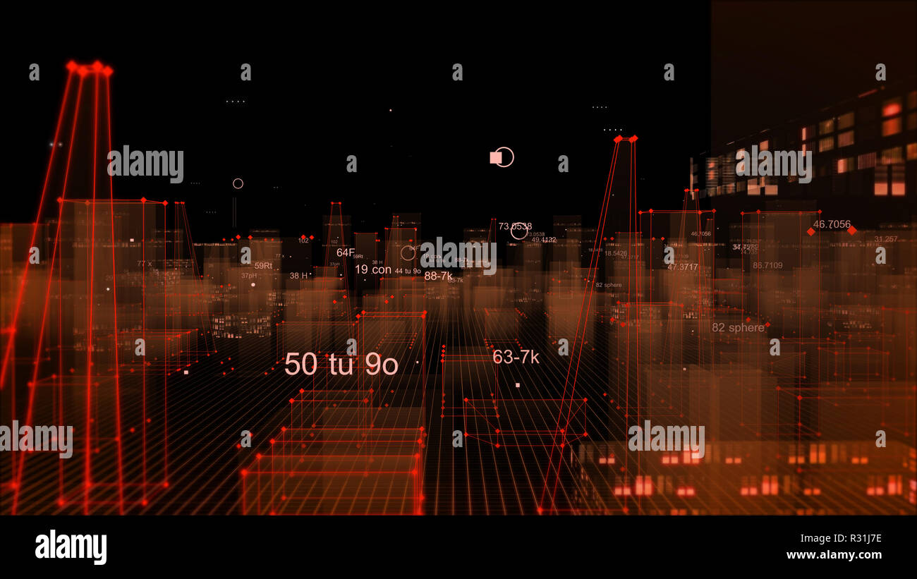 Abstract technological digital city from data in cyberspace ...