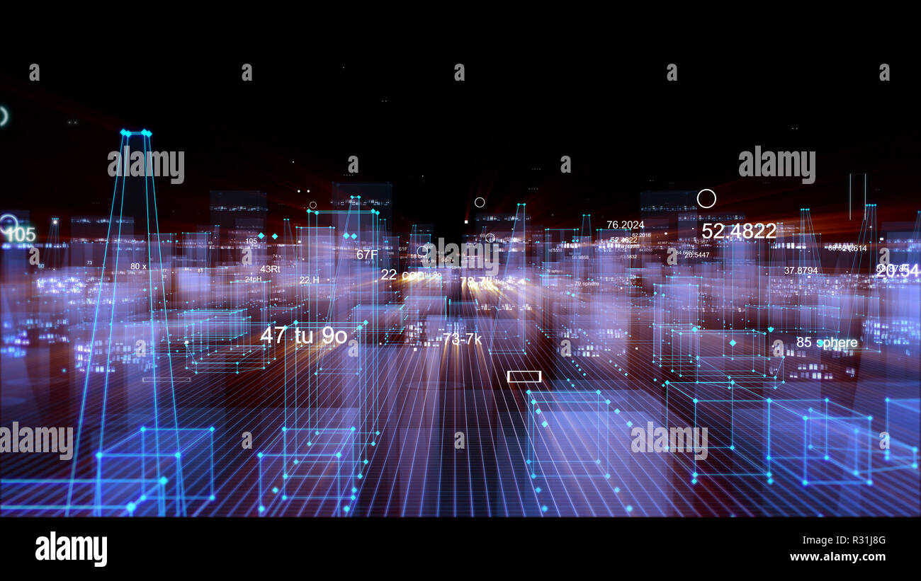 Abstract technological digital city from data in cyberspace ...