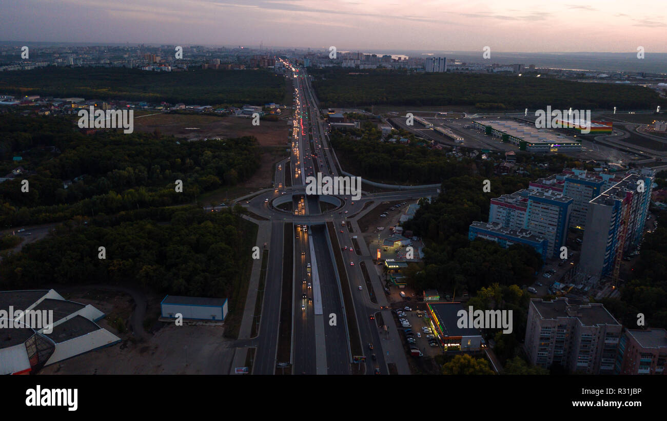 Highway interchange aerial Stock Photo - Alamy