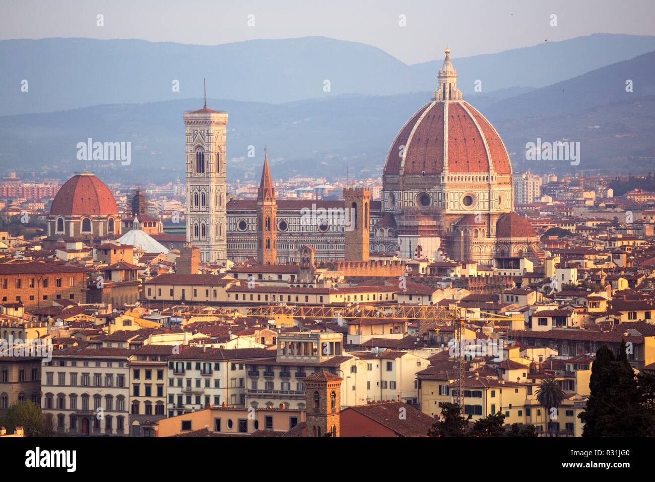 spring. view of Florence at the sunrise time from the viewpoint Stock ...