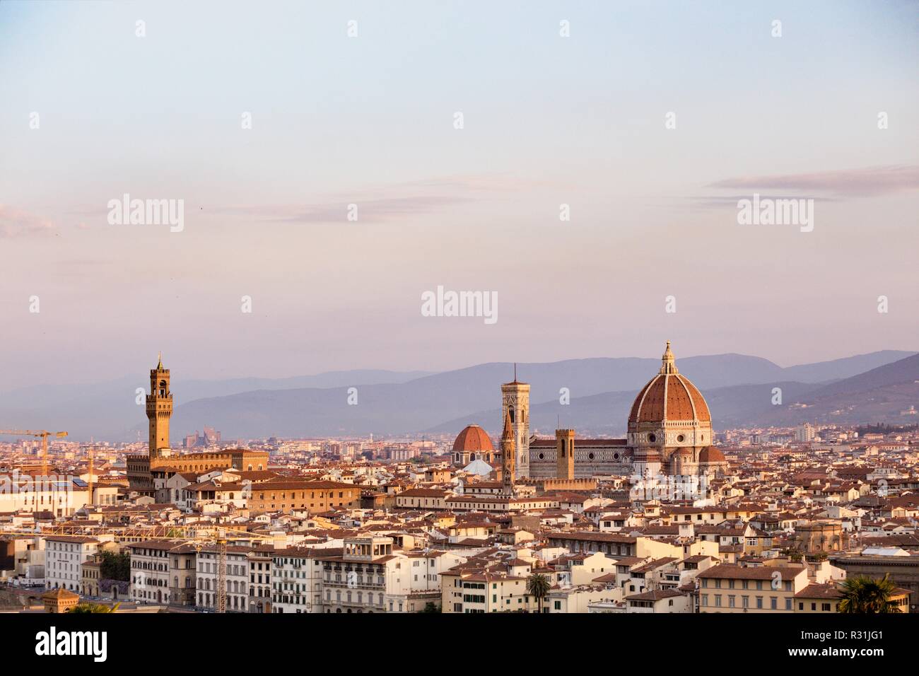 spring. view of Florence at the sunrise time from the viewpoint Stock ...