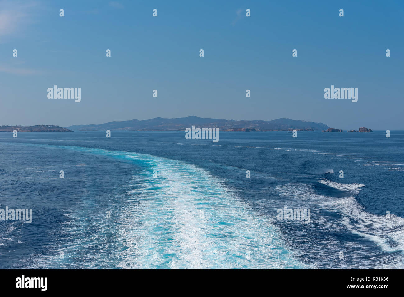 View of Parikia bay and harbor - Cyclades island - Aegean sea ...