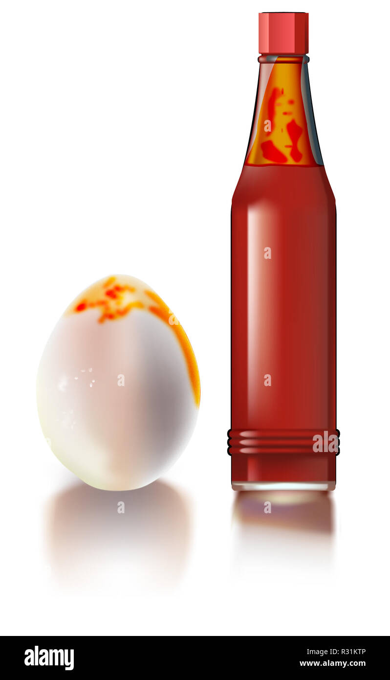 solei with chilisauce ai illustration Stock Photo - Alamy