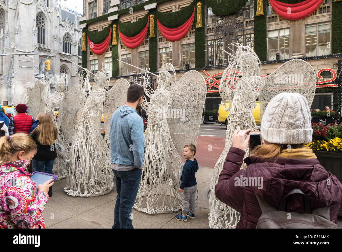 the Famous Wicker Angels Installation at Rock Center, NYC, USA Stock ...