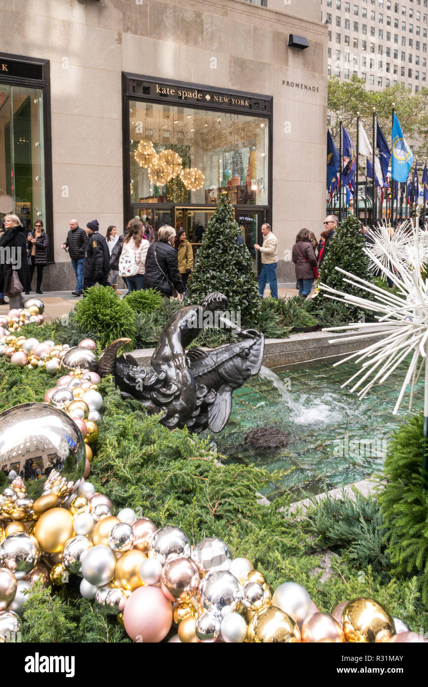 Holiday decorations, Rockefeller Center, NYC, USA Stock Photo - Alamy
