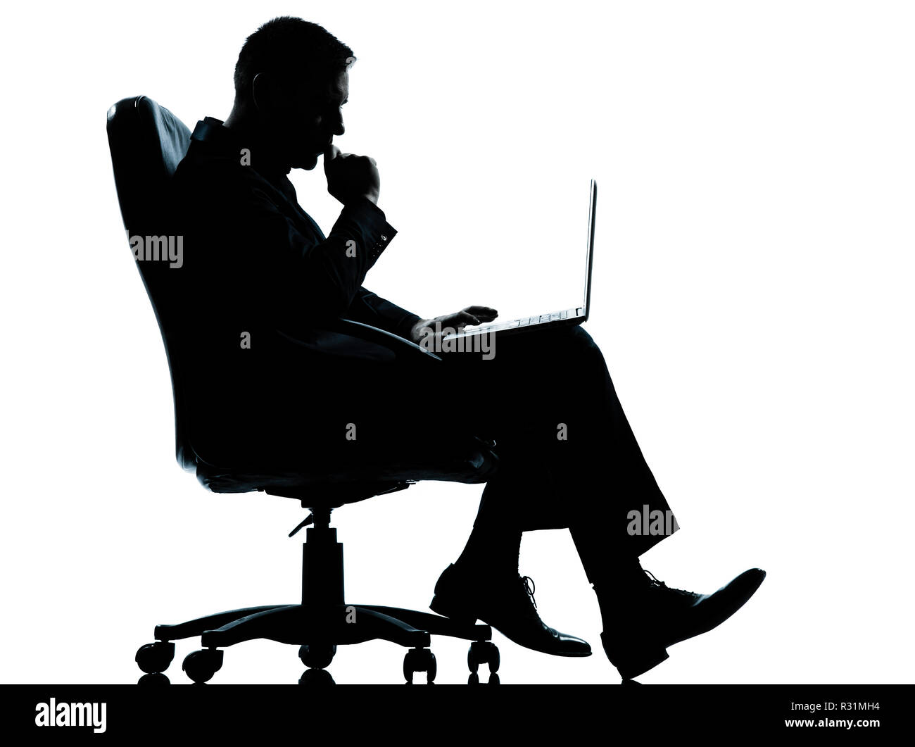 1 man computer silhouette Cut Out Stock Images & Pictures - Alamy