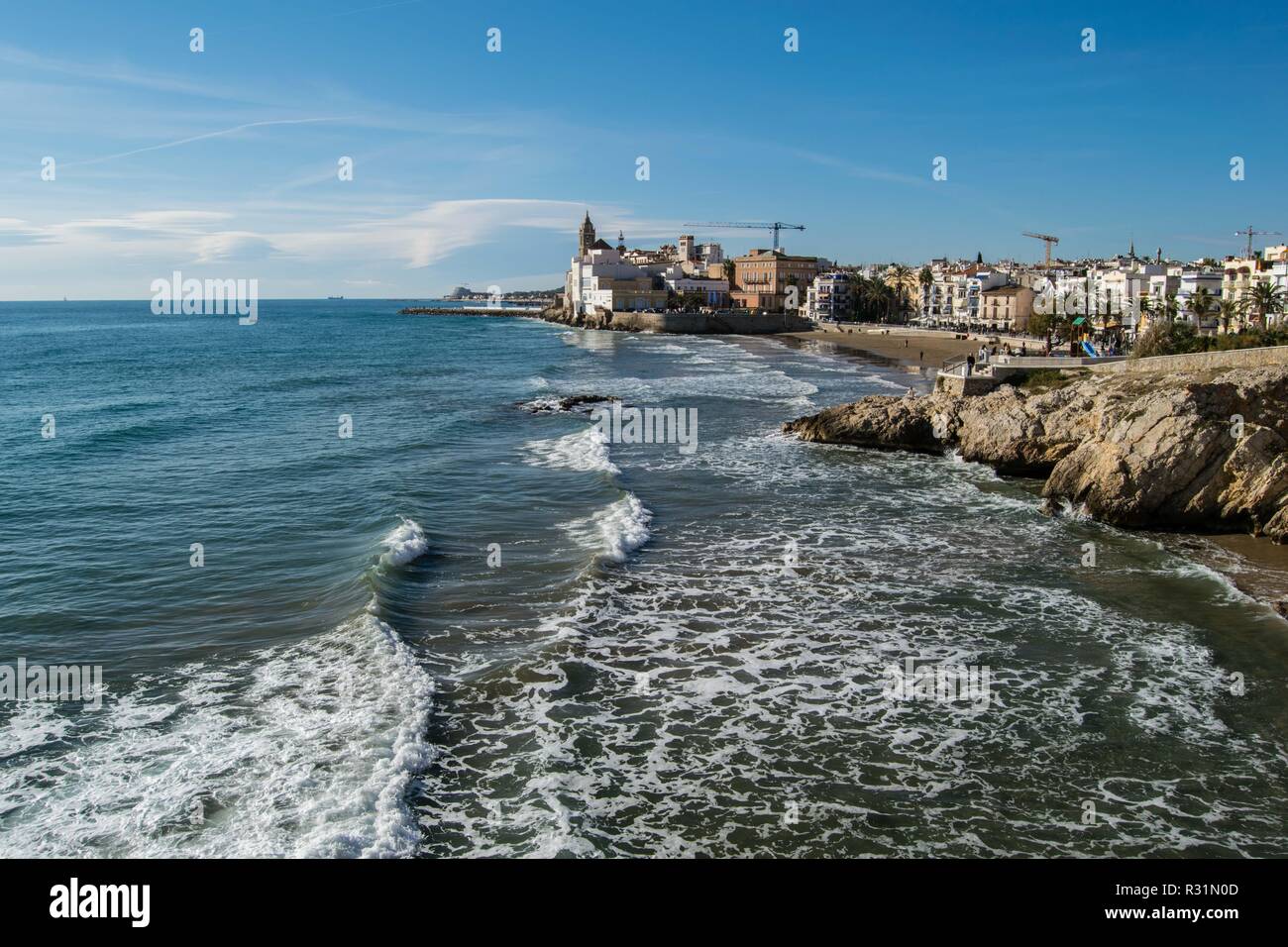 Beautiful town sitges landscape hi-res stock photography and images - Alamy