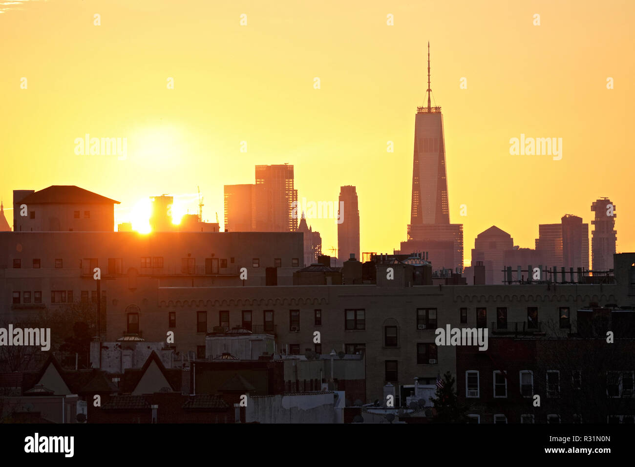 Skyline of Manhattan, including One World Trade Stock Photo - Alamy