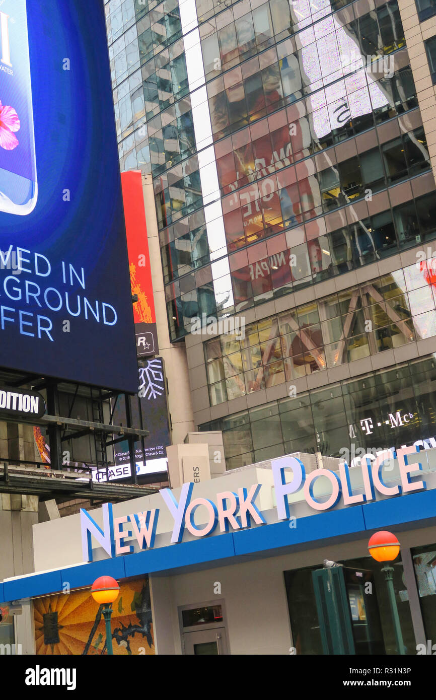 New York Police Department in Times Square, Midtown Manhattan, New York ...