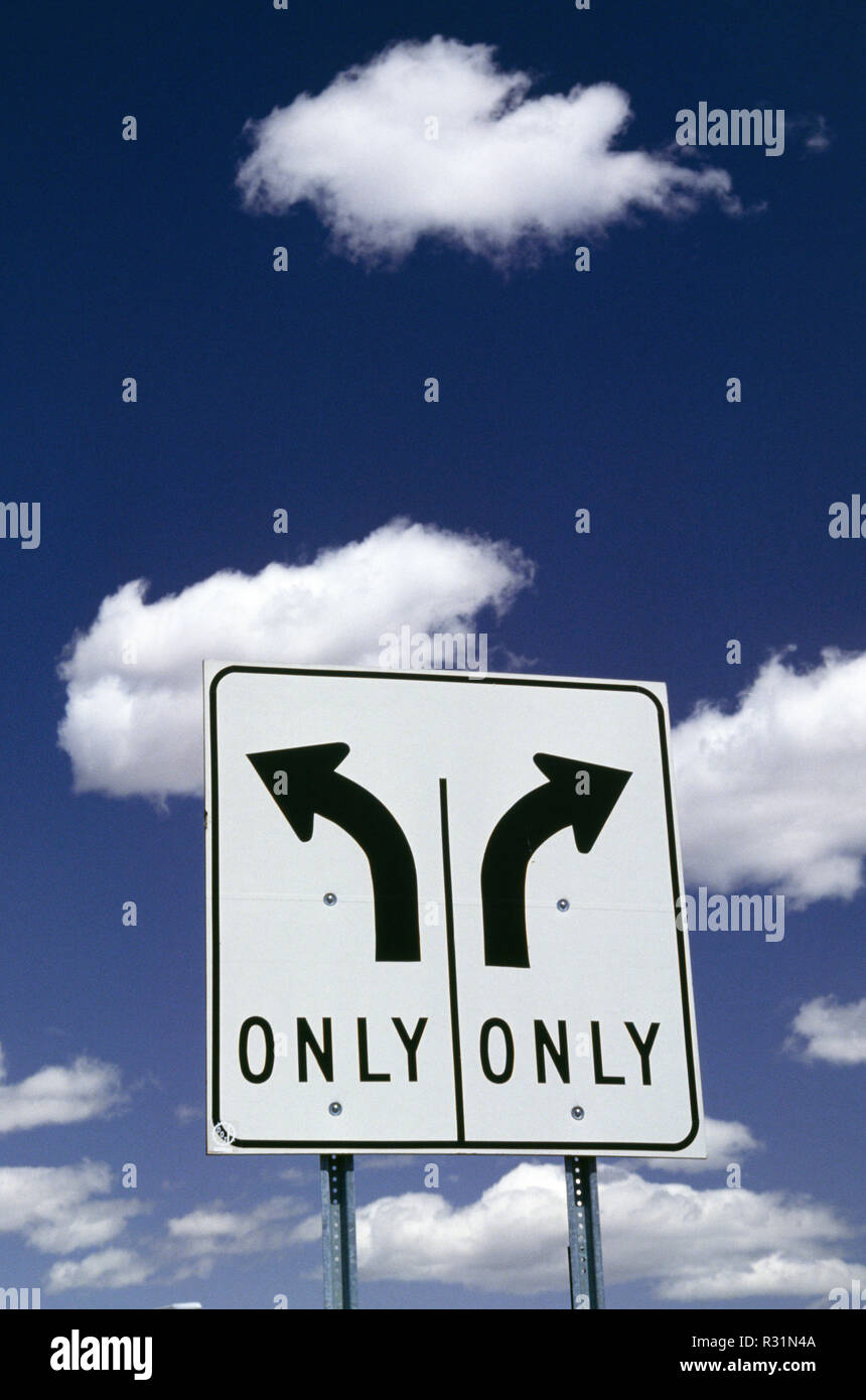 Directional traffic Sign with Two Arrows, USA Stock Photo - Alamy
