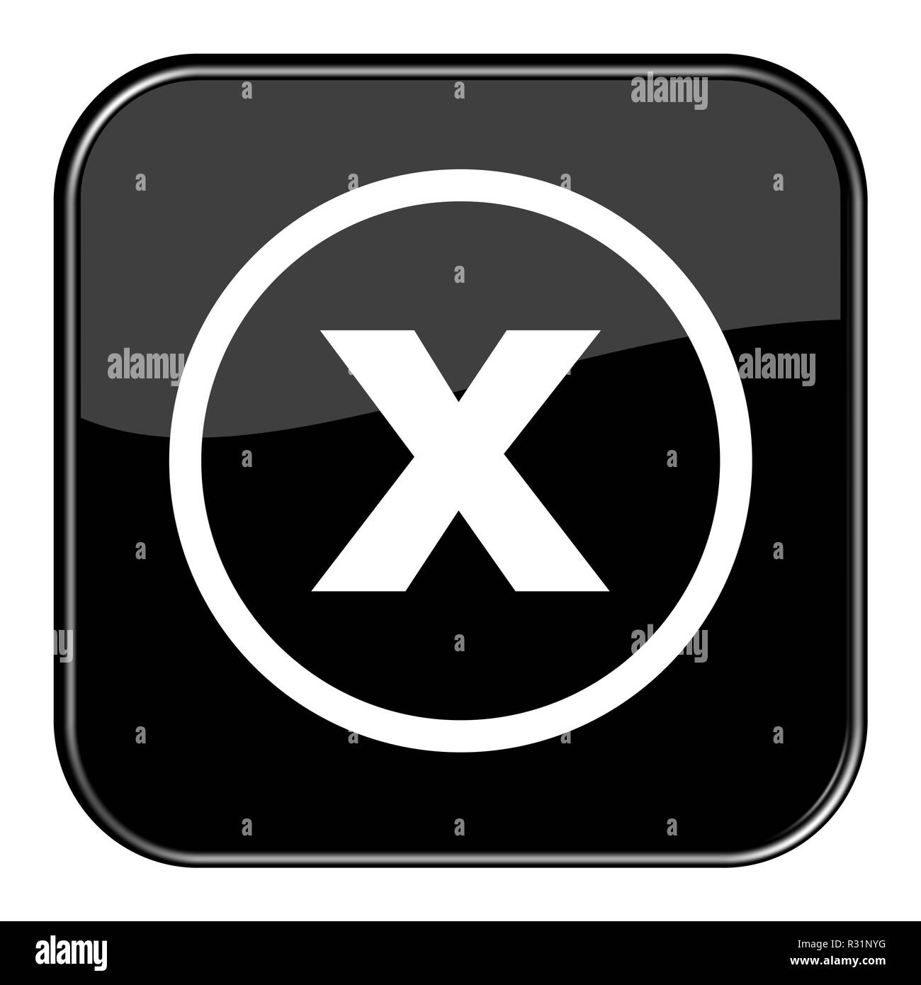 glossy button black - x Stock Photo - Alamy