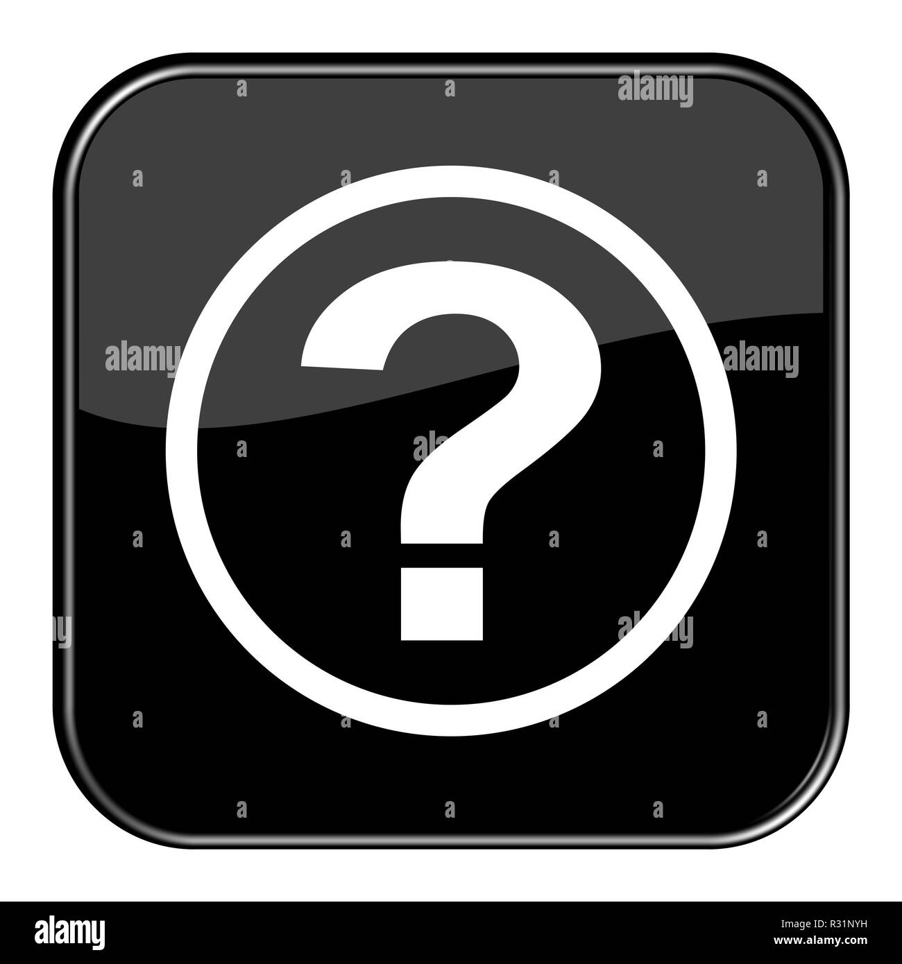 glossy button black - question mark Stock Photo - Alamy