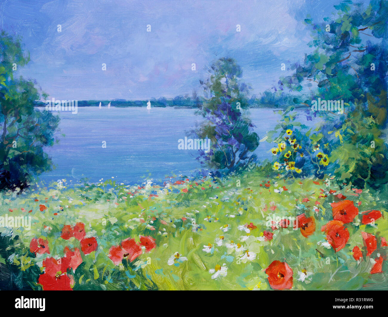 summer landscape painting Stock Photo - Alamy