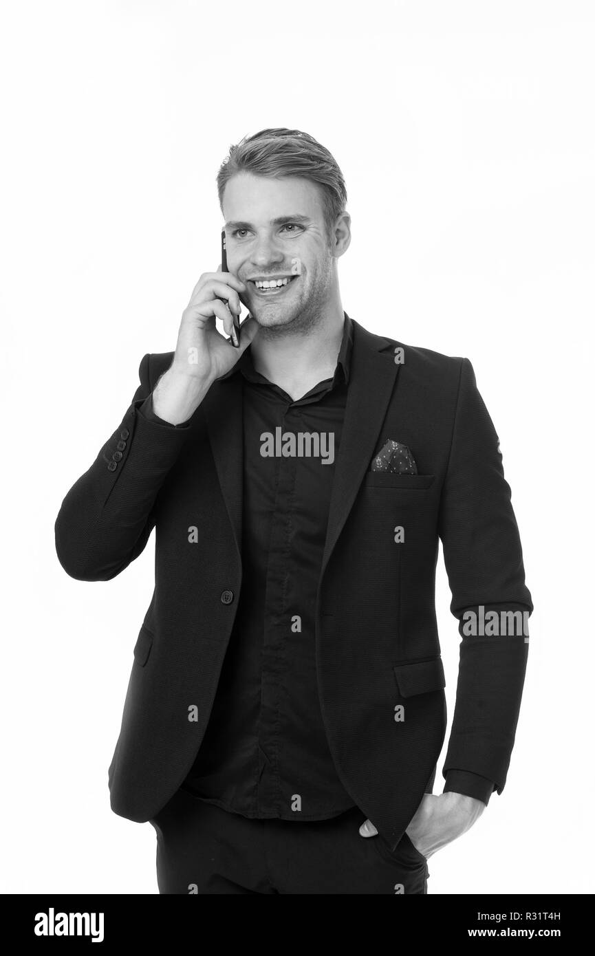 businessman works for business communication. businessman speak on ...