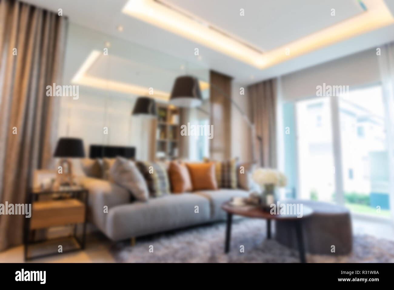 Interior livingroom. Beauty house design, blurred Stock Photo - Alamy