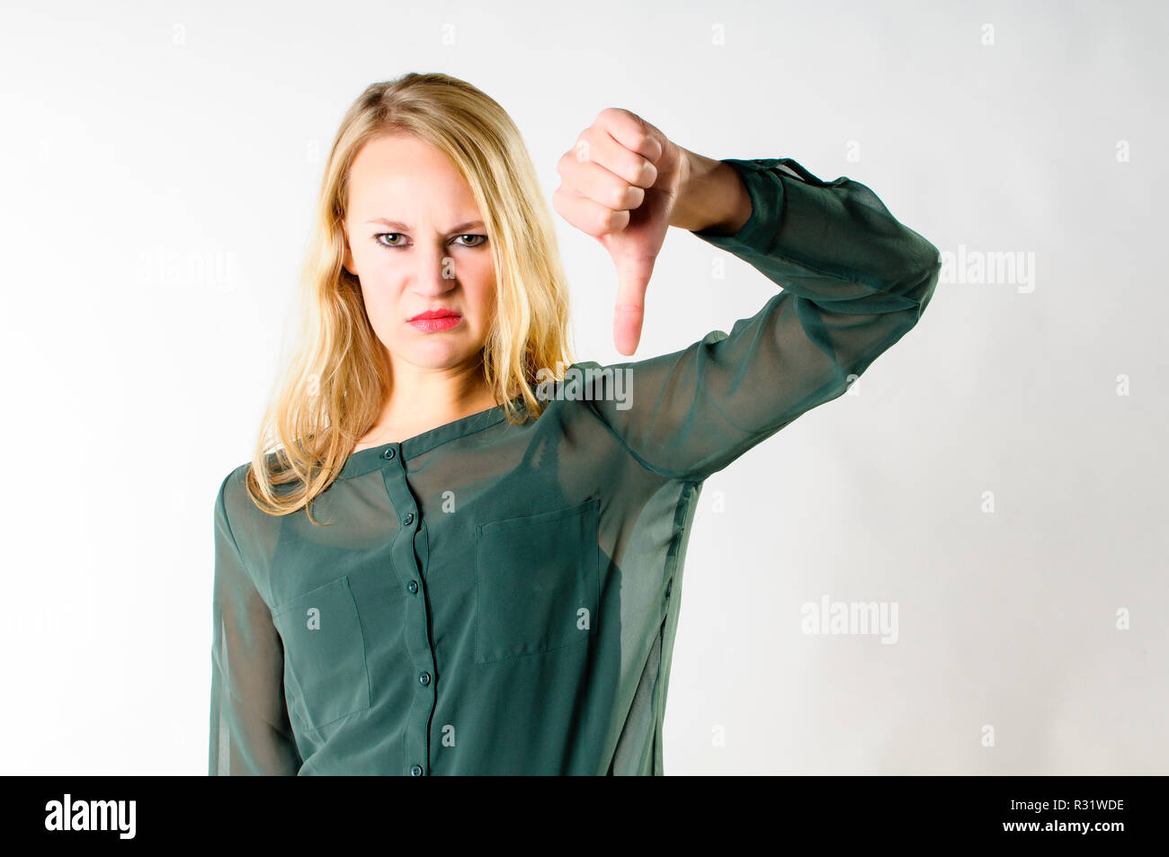 young woman makes shows rejection Stock Photo - Alamy