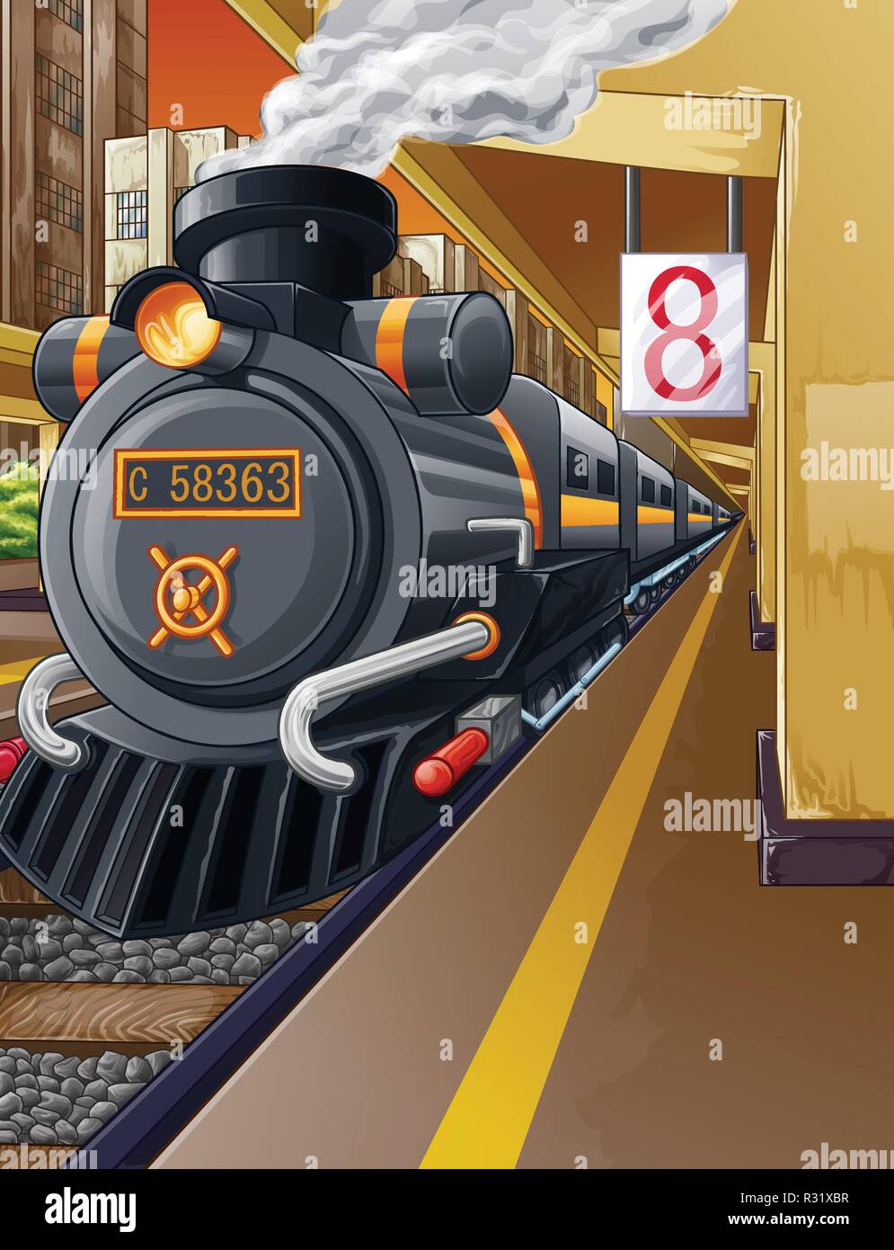 Image old steam engine Stock Vector Images - Alamy