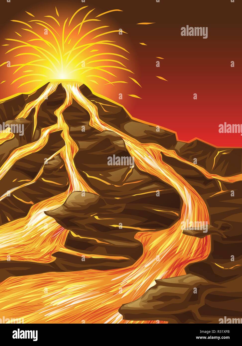 Natural disaster volcano eruption Stock Vector Images - Alamy