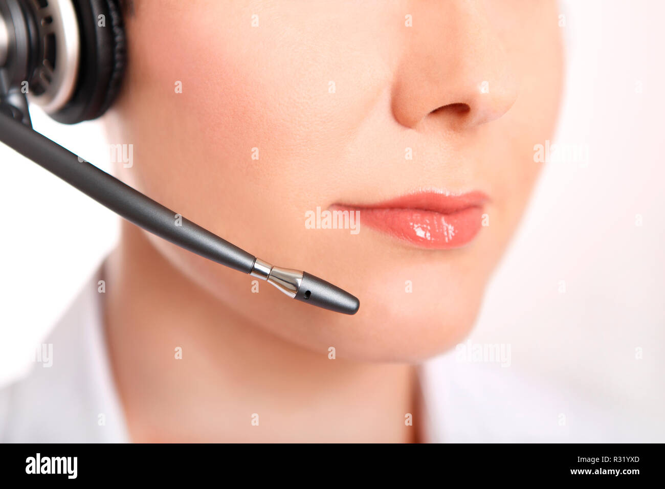 woman with headset Stock Photo - Alamy