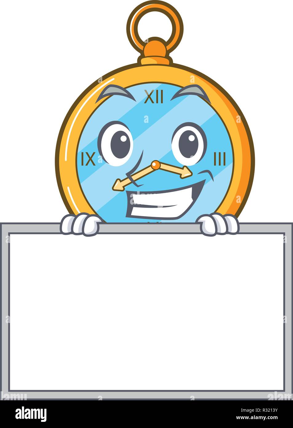 Grinning with board Pocket vintage watch on a cartoon Stock Vector ...