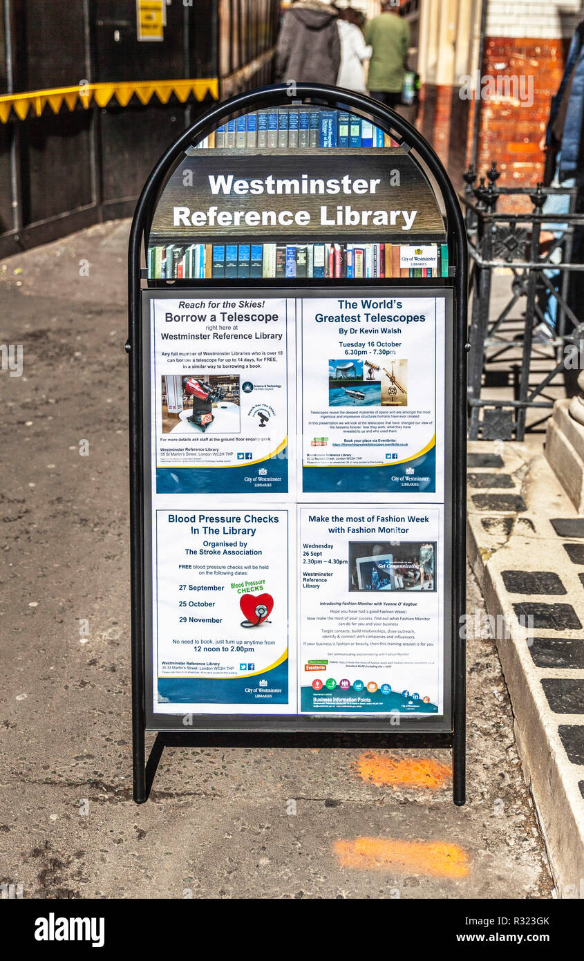 The Westminster Reference Library sign, London, England, UK Stock Photo ...