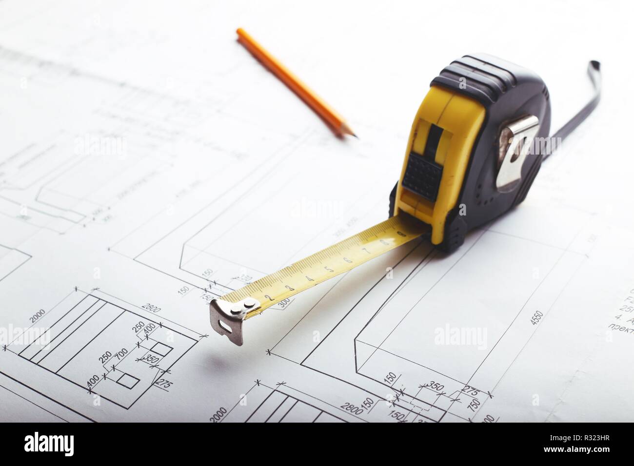 plan - engineering drawing on the table Stock Photo - Alamy