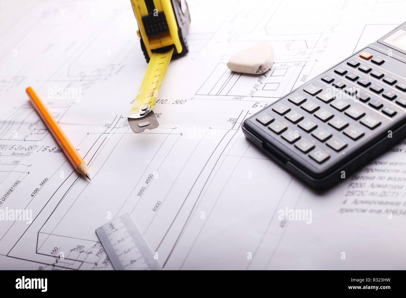 plan - engineering drawing on the table Stock Photo - Alamy