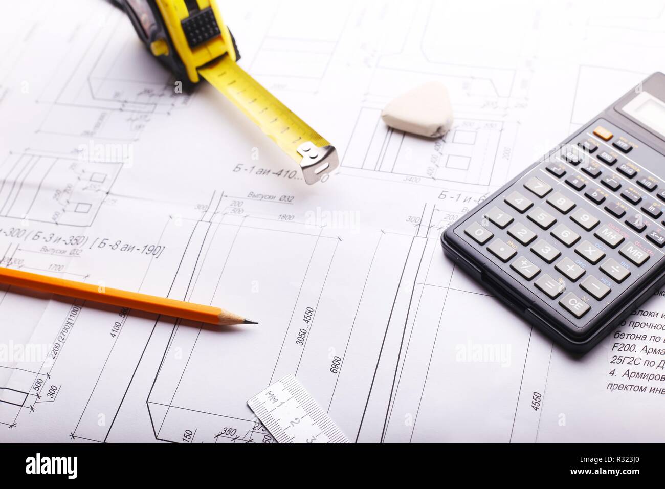plan - engineering drawing on the table Stock Photo - Alamy