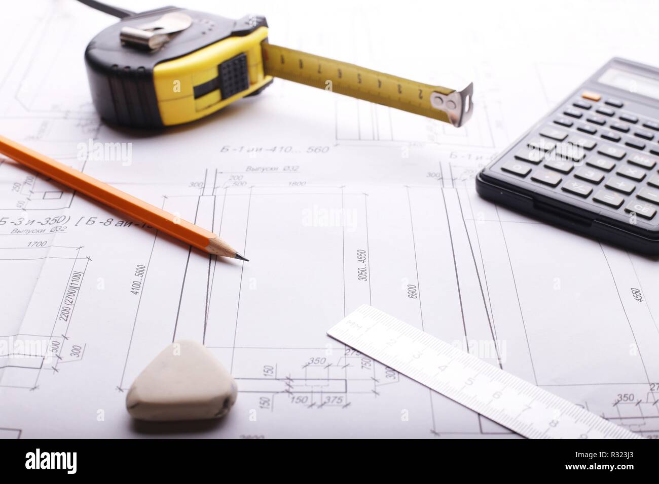 plan - engineering drawing on the table Stock Photo - Alamy