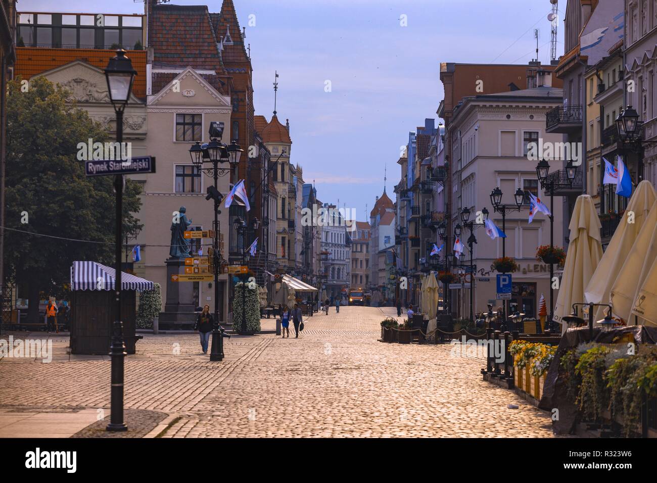 TORUN, POLAND - JULY 21, 2017: view of the street old Polish town of ...