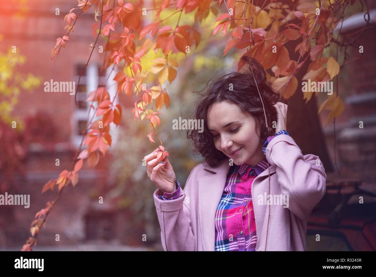 portrait of a beautiful happy smiling girl at the outdoor Stock Photo ...