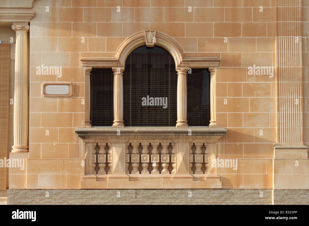 Typical limestone window in Malta Stock Photo - Alamy