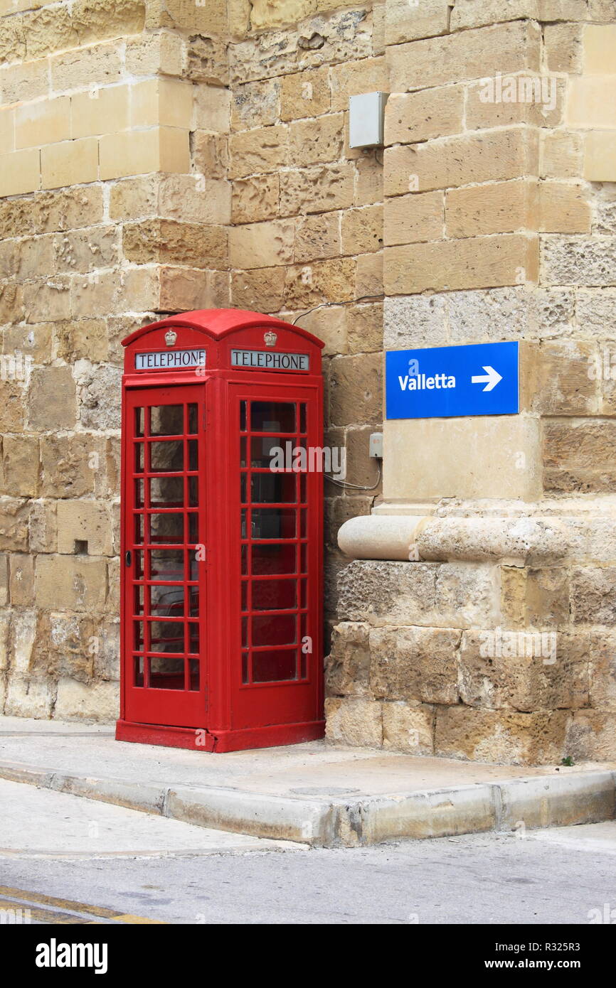 British typical red telephone booth in Malta Stock Photo - Alamy