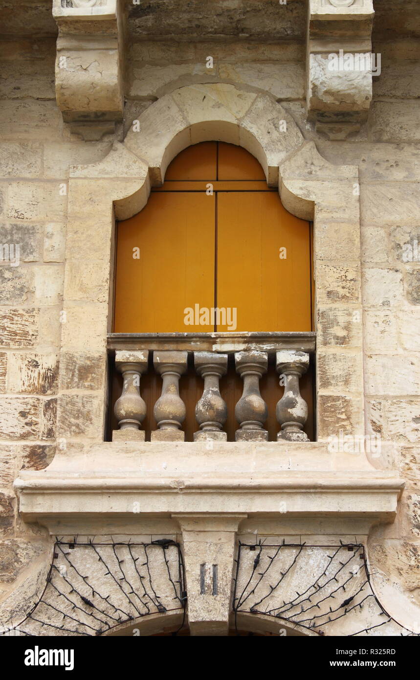 Typical limestone window in Malta Stock Photo - Alamy