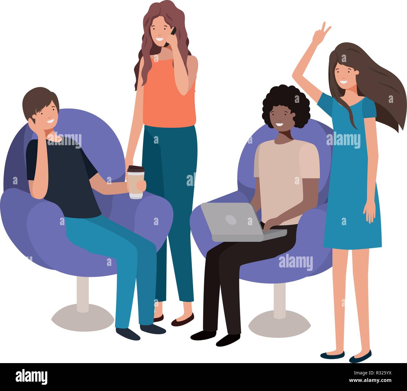 Young technology workers Stock Vector Images - Alamy